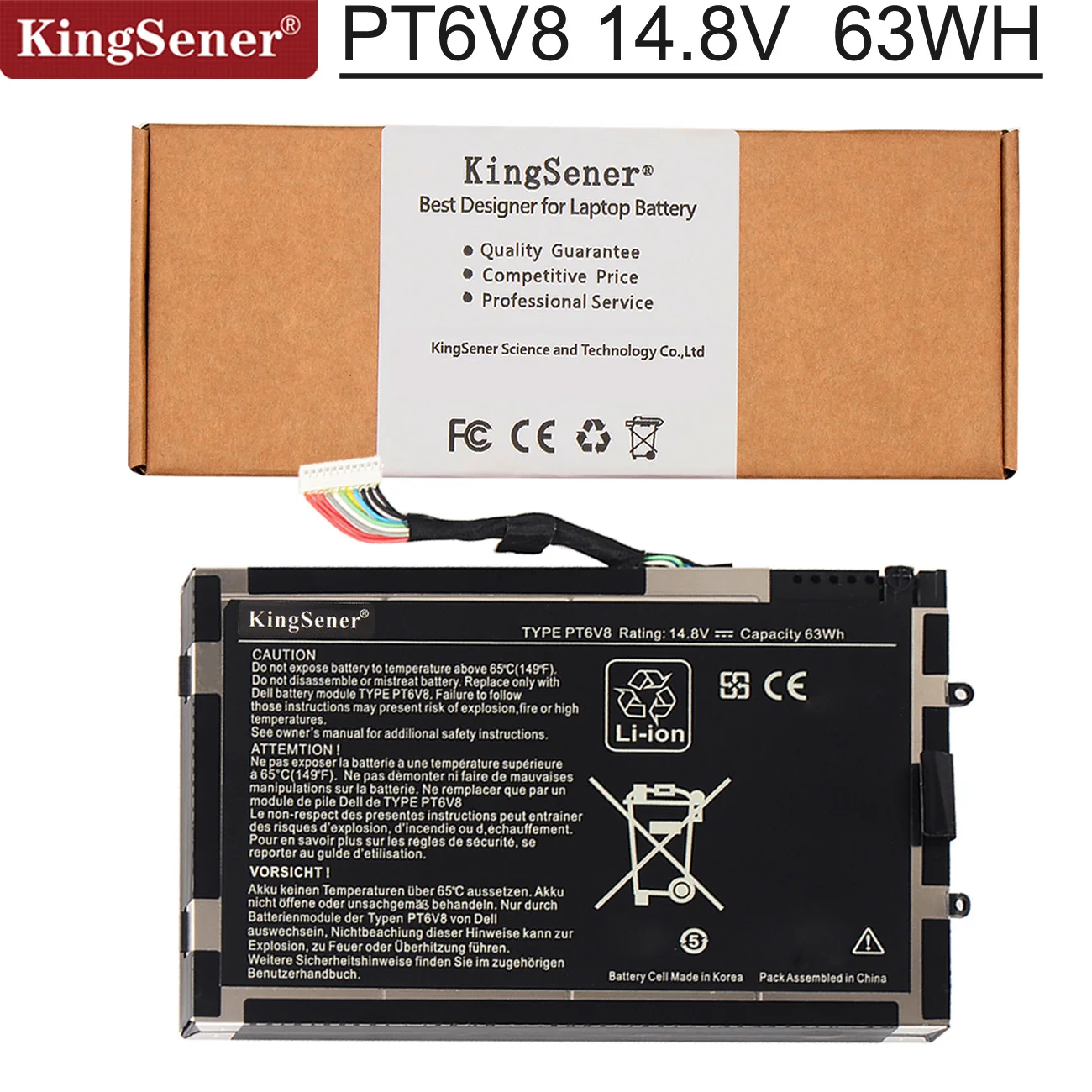 KingSener PT6V8 Laptop Battery for DELL Alienware M11x M14x R1 R2 R3 ...