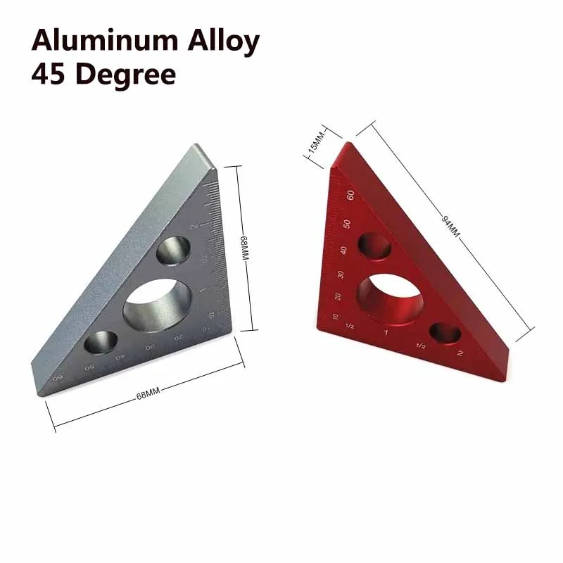 1Pcs Carpenter's Workshop Aluminum Alloy 45 Degree Inch Metric Angle ...