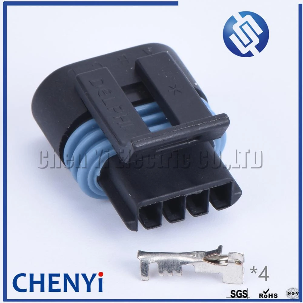 2 Sets Pcs 4 Pin Way Delphi Female Car Intake Pressure Sensor Connector ...
