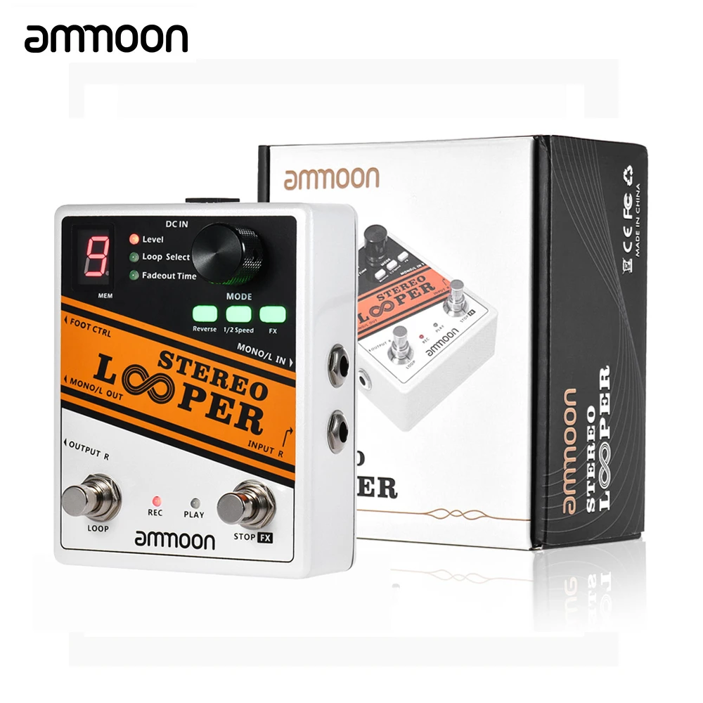 ammoon STEREO Looper POCK LOOP Guitar Effect Pedal 11 Loopers Max ...