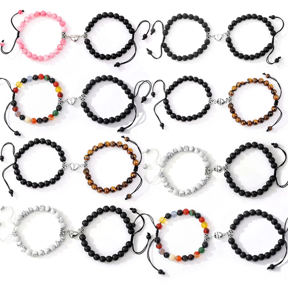 Aimant coeur 3 - Bracelet Magnétique En Pierre Naturelle Pour Couple ...