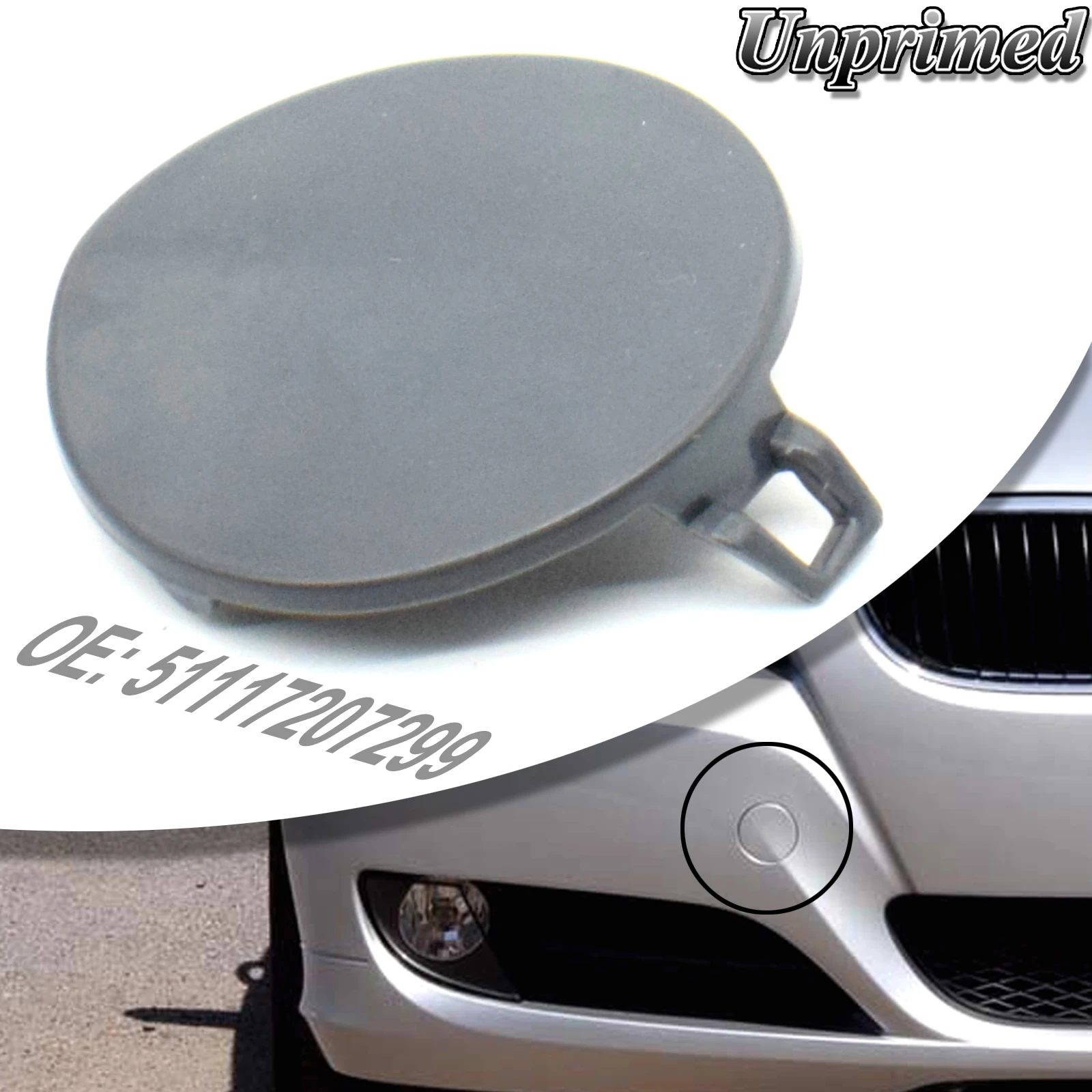 Front-Bumper-Tow-Eye-Hook-Cover-Lid-Trim-Unprimed-Cap-Hook-For-BMW-3 ...