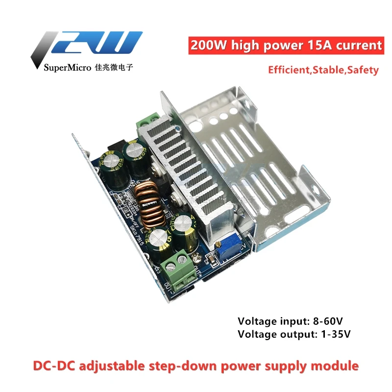 DC-DC-200W-15A-8-60V-Adjustable-Step-Down-Converter-Adjustable-Voltage ...