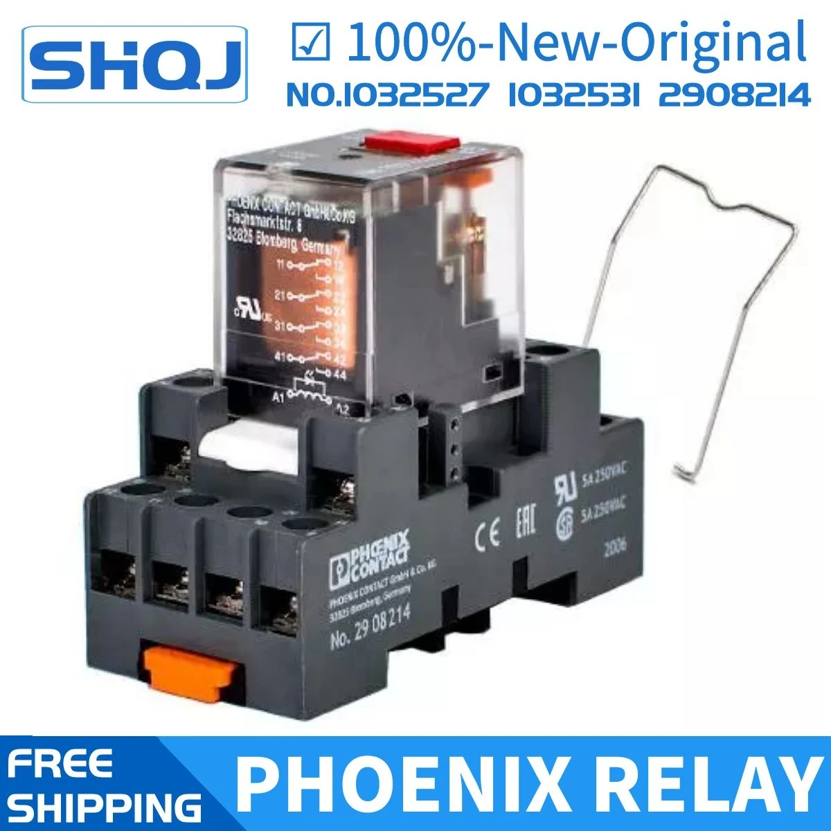 Relé de contacto PHOENIX de 5 piezas, NO.1032527 24VDC NO.1032531 ...