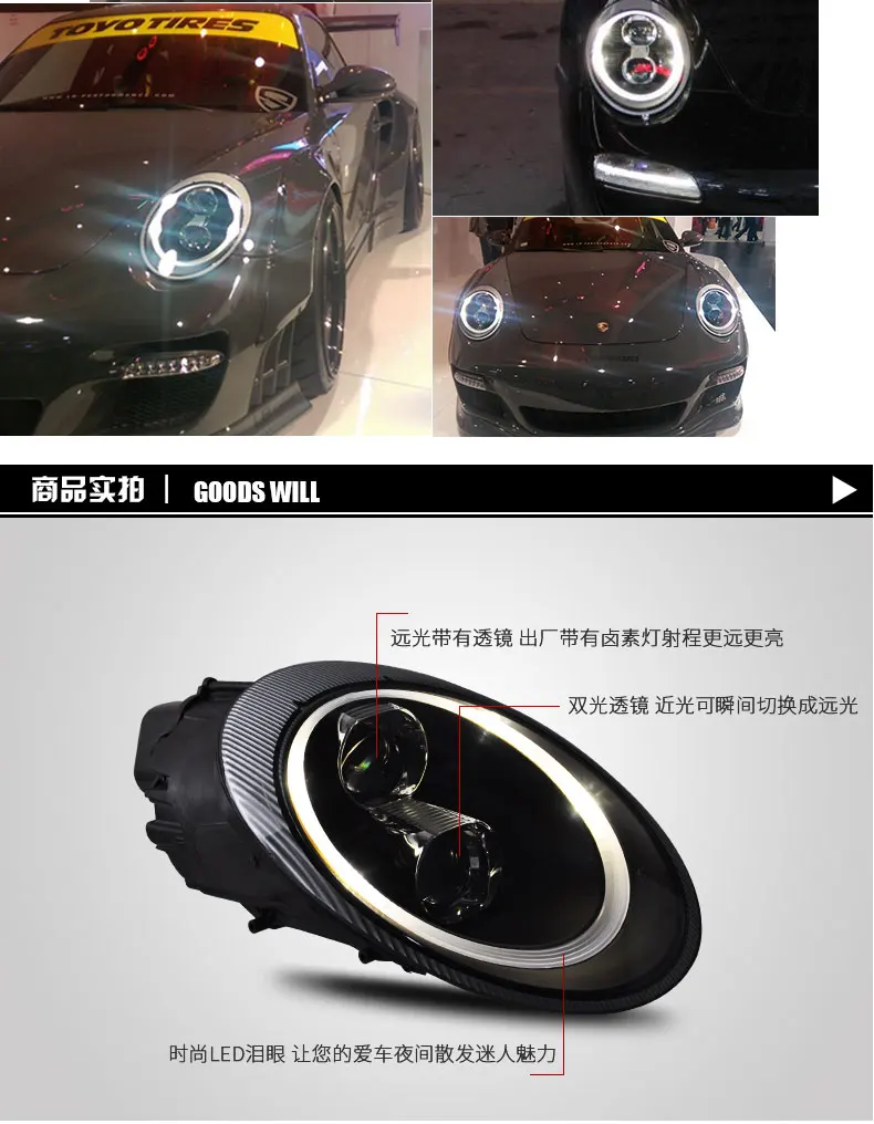 Porsche 997 Headlights 2005-2008 911 LED Headlight DRL High Low Beam X ...