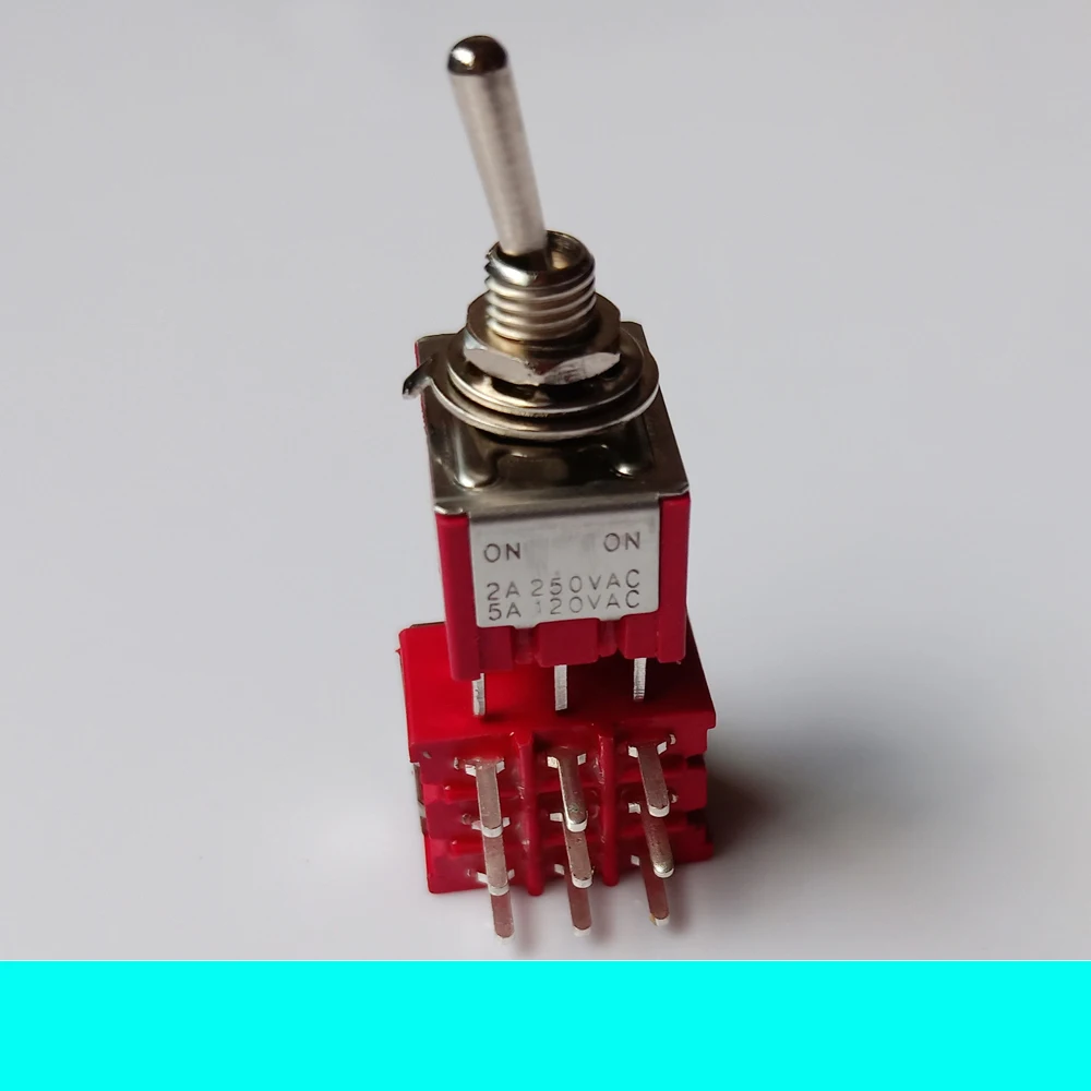 5pcs/Lot 3PDT 9Pins 2Position ON ON Miniature Rocker Toggle Switch,9 ...