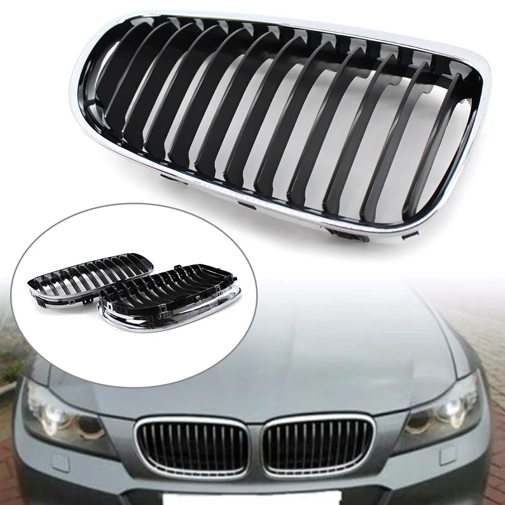 Chrome Black Car Front Kidney Grille Abs Plastic Grill For Bmw 3 Series ...