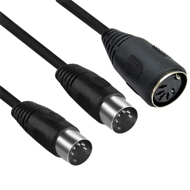 MIDI DIN 5Pin Splitter Y Adapter Cable MIDI 5 Pin Female to dual 2 x ...