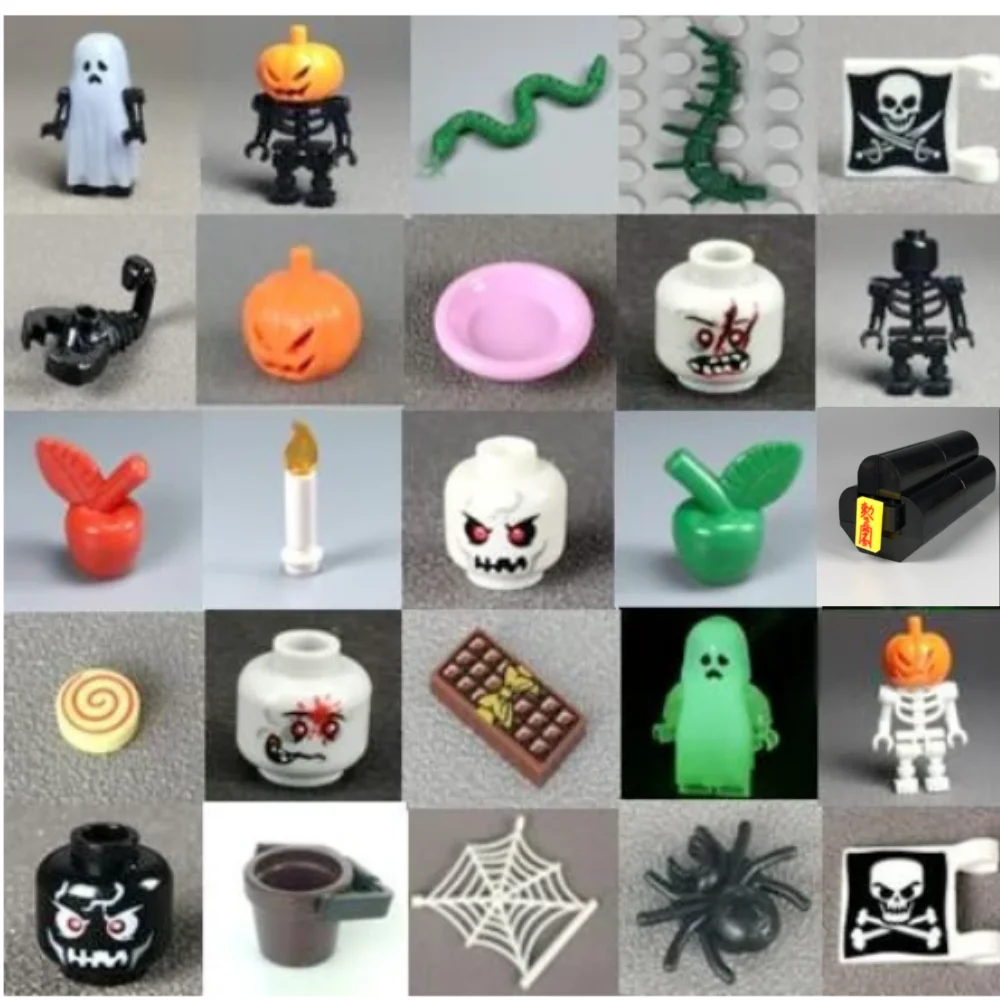 MOC Bricks Halloween Chinese Zombie Skeleton Ghost Blood Grave Model ...