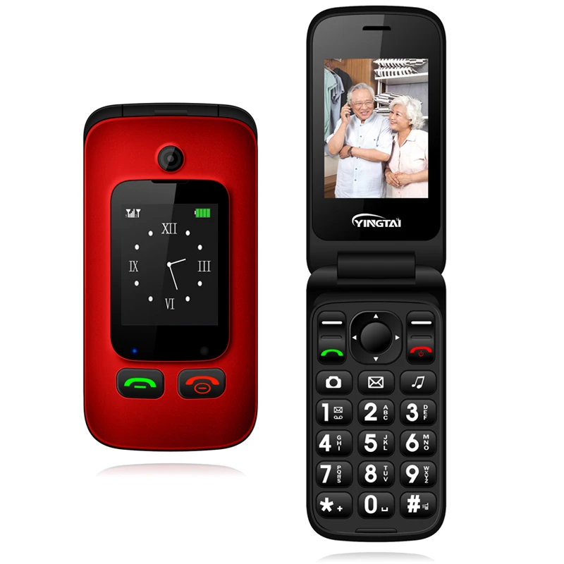 Original Yingtai T22 3g Mtk6276 Gprs Mms Big Push Button Senior Phone Dual Sim Dual Screen Flip ...