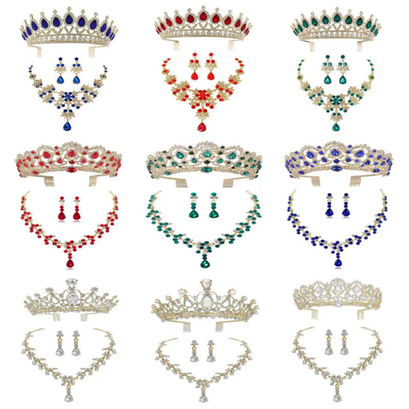 Conjunto de joyería nupcial de cristal para mujer, conjunto de corona ...