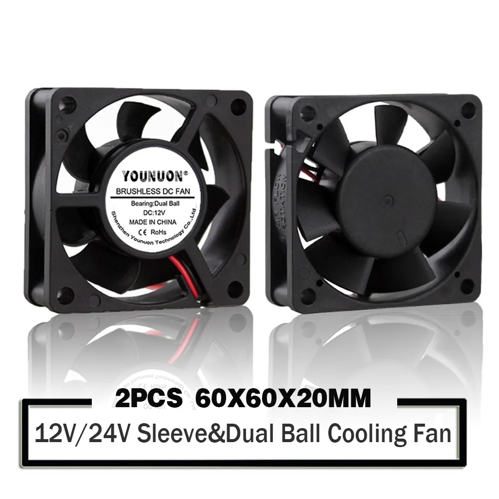 2-Pieces-60x60x20mm-6020-12V-24V-Dual-Ball-3D-Printer-Cooler-Fan ...