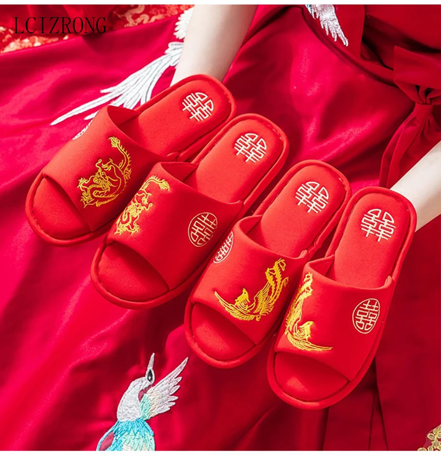 Chaussons,Pantoufles d'été Style chinois pour femmes, pour mariage, d ...