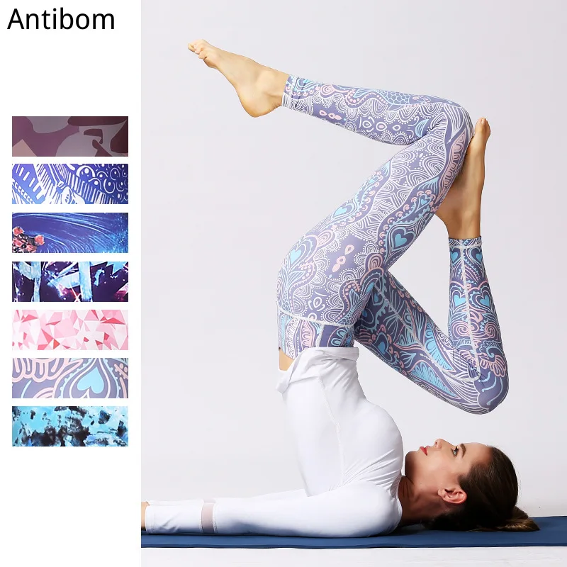 Pantalon de Yoga pour femmes, Leggings de Sport, Fitness, survêtement tricoté, imprimé Floral ...