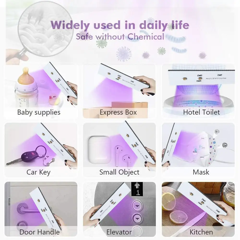 Handheld UVC Kill Bacteria Virus LED USB UV Ultraviolet Sterilization ...