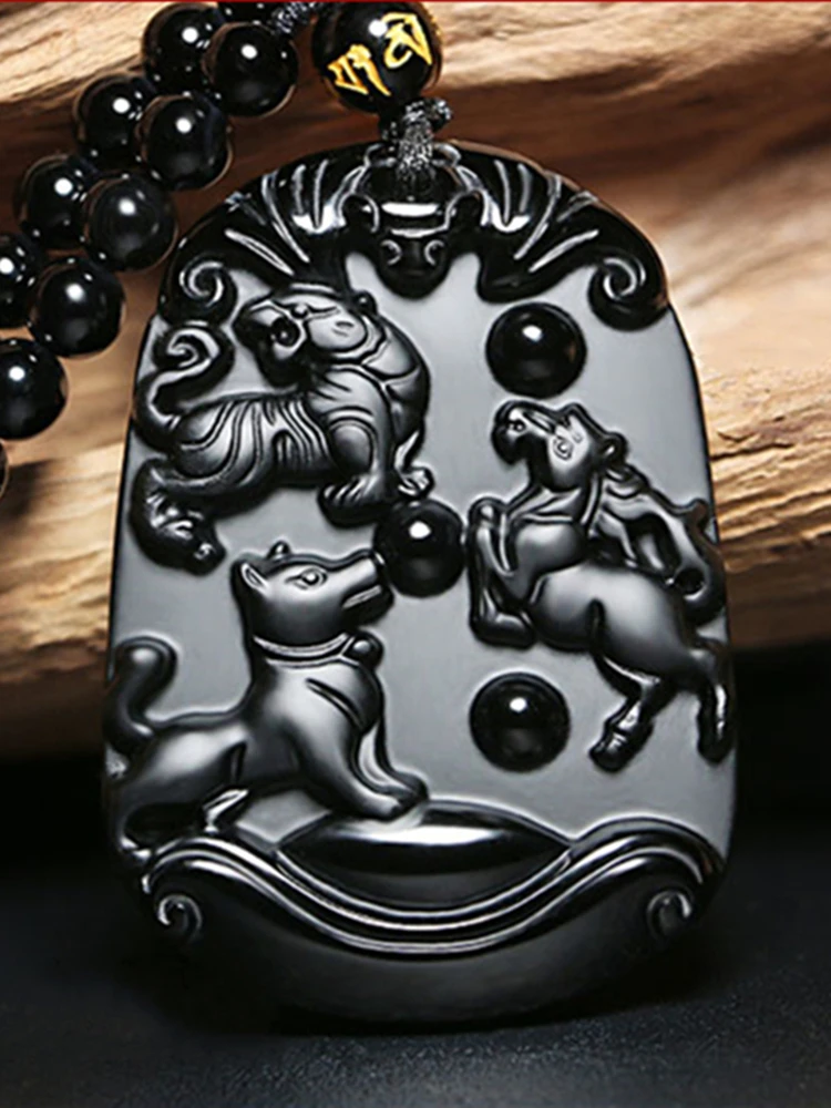 Obsidian-hand-carved-rat-cow-tiger-rabbit-Chinese-dragon-snake-horse ...