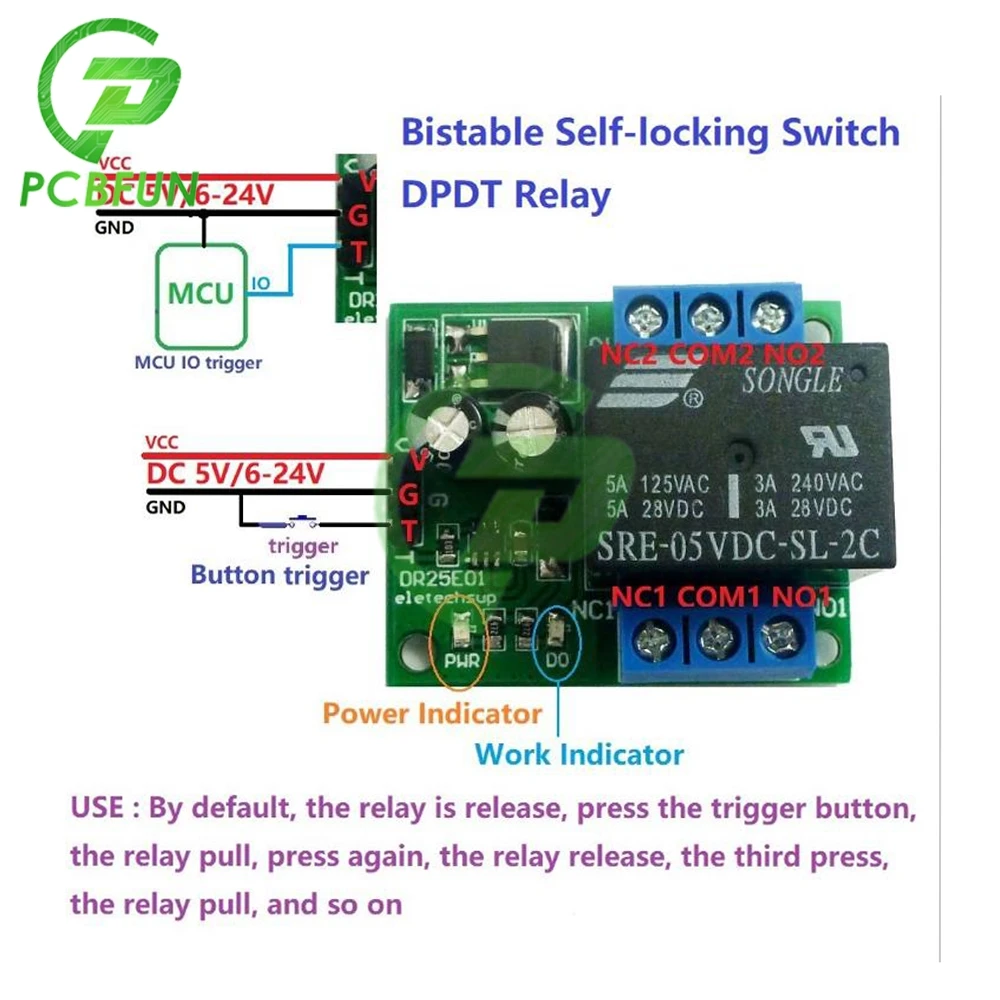 Flip-Flop-Latch-DPDT-Relay-Module-Bistable-Self-locking-Switch-Low ...