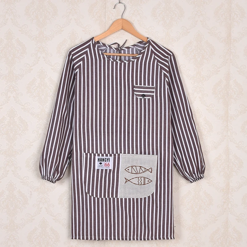 Korean style fashion apron long sleeved cotton kitchen coverall|Aprons ...