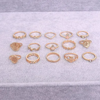 Elegant Bohemian Retro Golden Ring Set (15 Pieces) - Queerks™