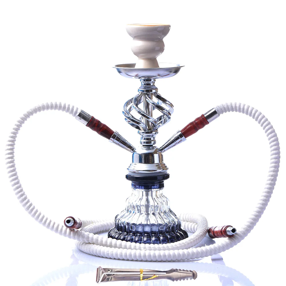 New-Glass-Shisha-set-with-2-Hose-Ceramics-Bowl-Portable-Narguile ...