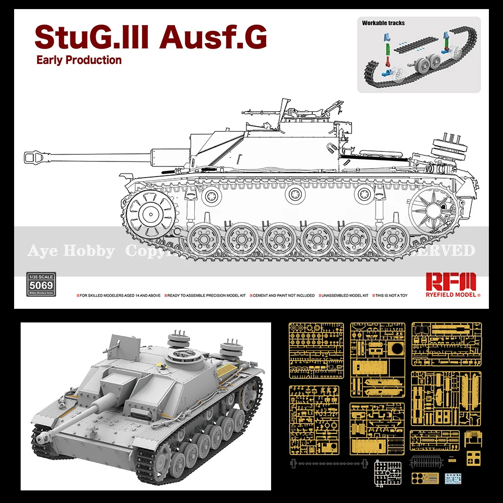 [Modelo ryefield] rfm RM 5069 1/35 stug. iii ausf. g produção precoce ...