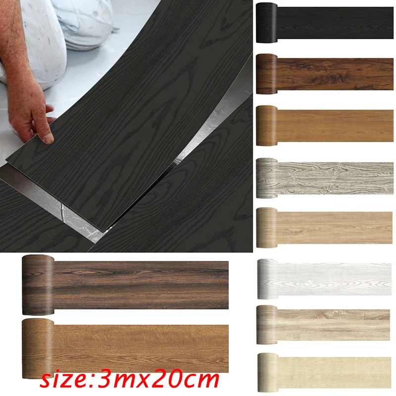 20x300cm Wood Grain Floor Stickers PVC Waterproof Self-Adhesive Wall ...