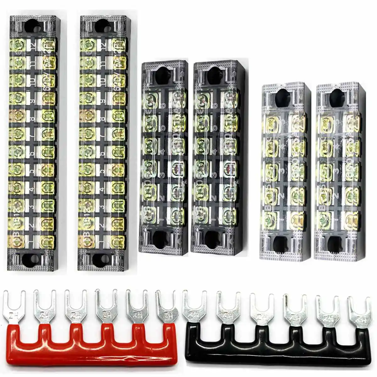 5/6/12 Posisi Baris Ganda Barrier Sekrup Terminal Blok Strip 5Pcs 600V ...