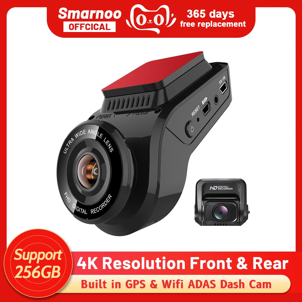 4k Dash Cam Built in GPS Speed Dual 1080P Front and Rear ADAS Car ...