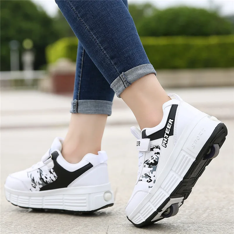 Child Roller Skate Shoes For Kids Boys Girls Wheels Sneakers With On ...