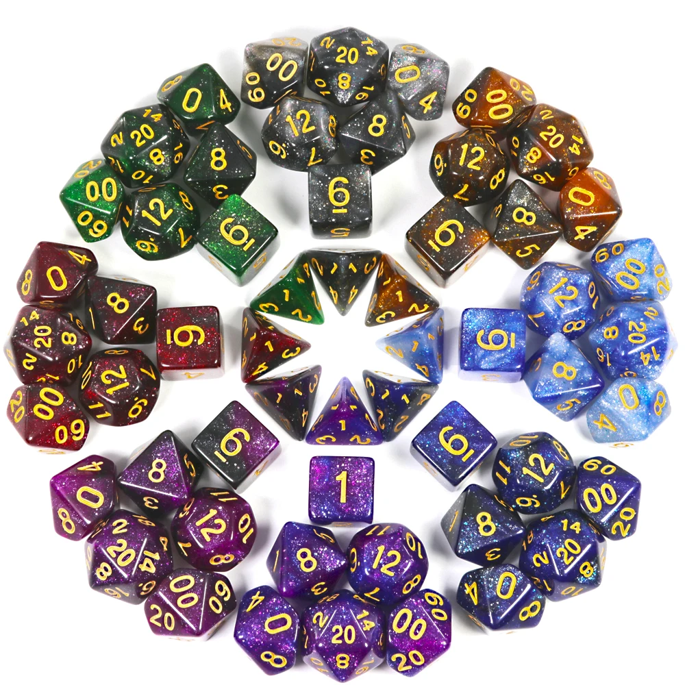 T&G Creative Universe Galaxy Dice Set of D4 D20 with Mysterious Royal ...