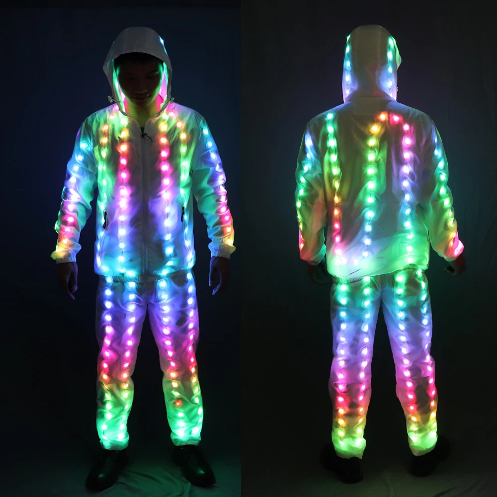 Full Color Pixel LED Lights Jacket Coat Pants Costumes Suit Light UP ...