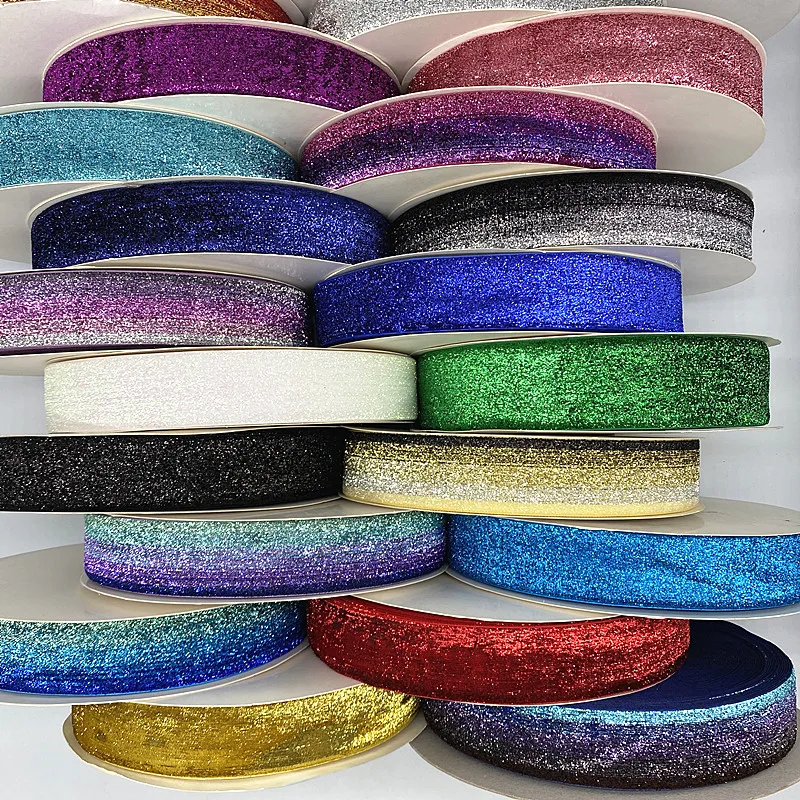 New 6--38mm Glitter Velvet Ribbon No Elastic Single Face Ribbon ...