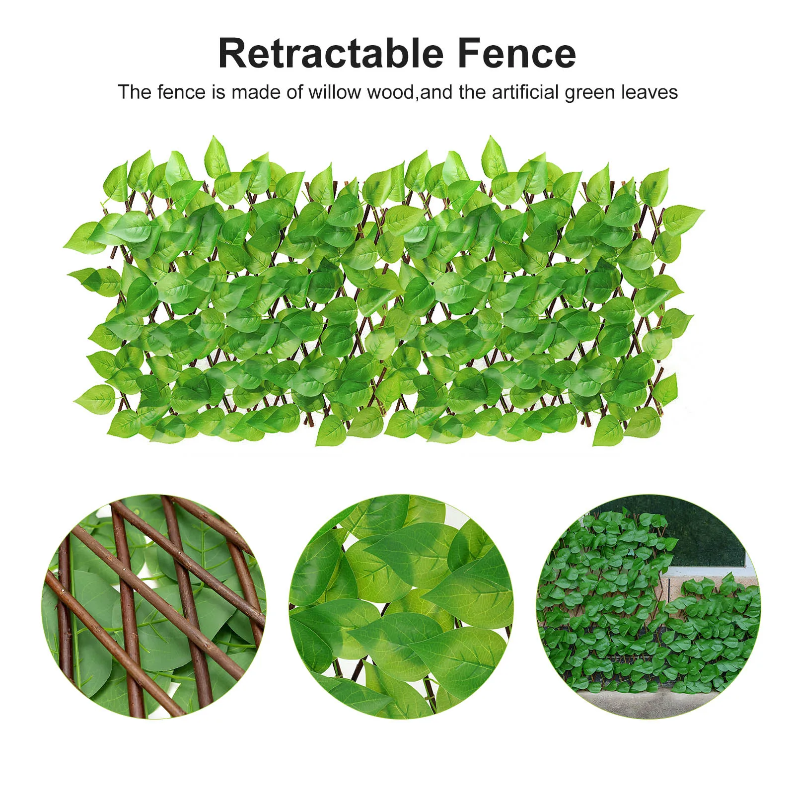Treillis,Clôture rétractable en rouleau de feuilles artificielles 40 ...