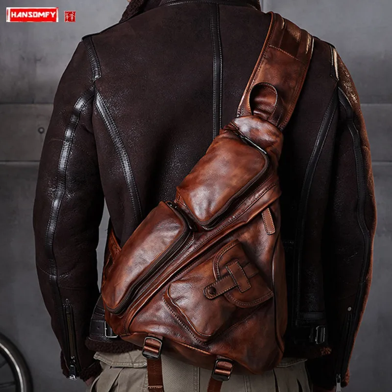 Genuine-Leather-Men-s-Triangle-Chest-Bag-Retro-Men-Shoulder-Slung-Bag ...