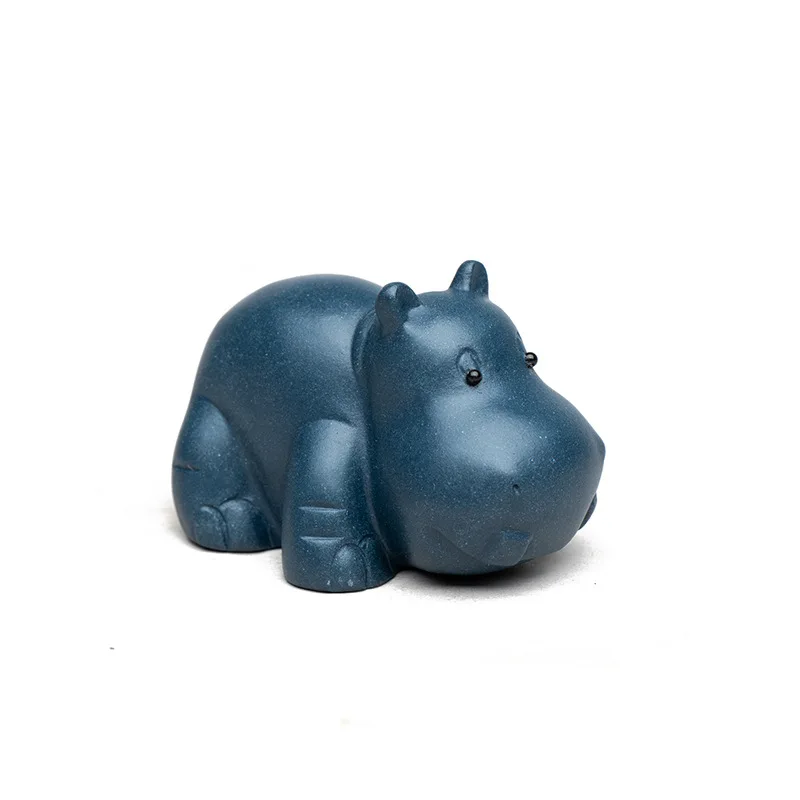 Chinese Yixing Purple Clay Figurine Tea pet Ornaments Hippo Statue Han ...