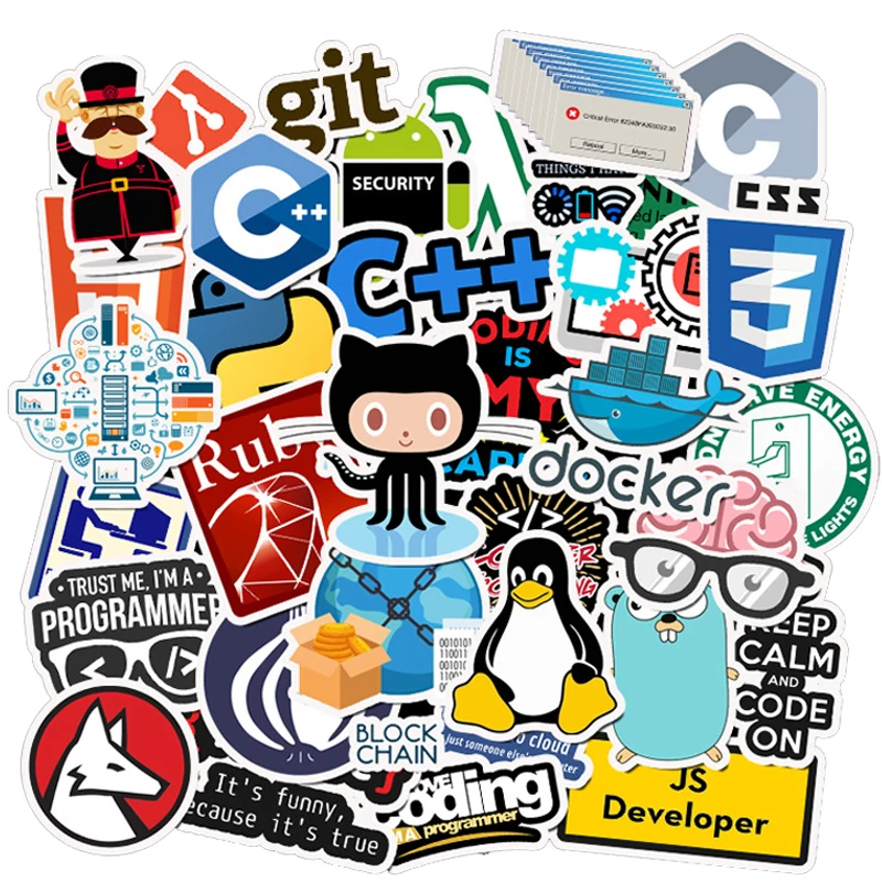 10-30-50PCS-Programmer-Geek-Java-Waterproof-PVC-Stickers-DIY-Skateboard ...