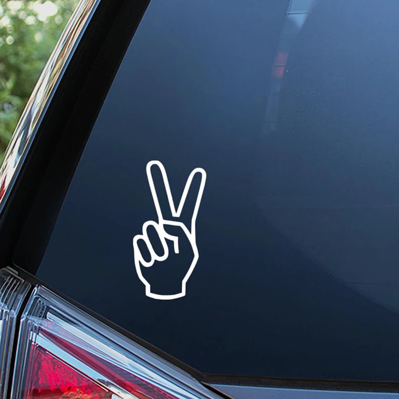 Black/Silver Peace Hand Gesture Sign Art Car Sticker Rear windshield ...