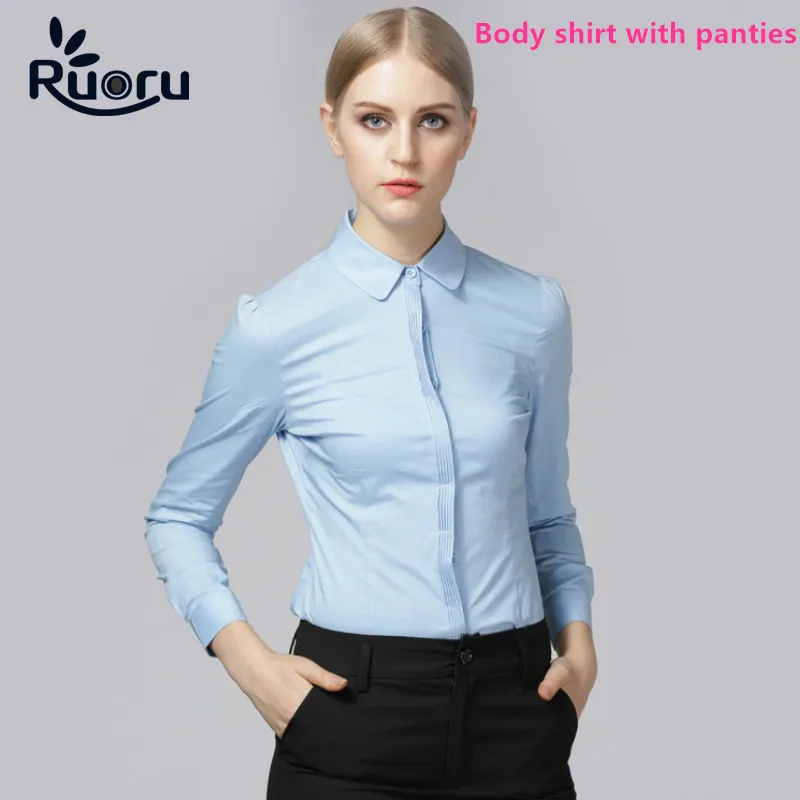 Ruoru Elegant Bodysuits for Women Office Lady Work White Body Shirt ...