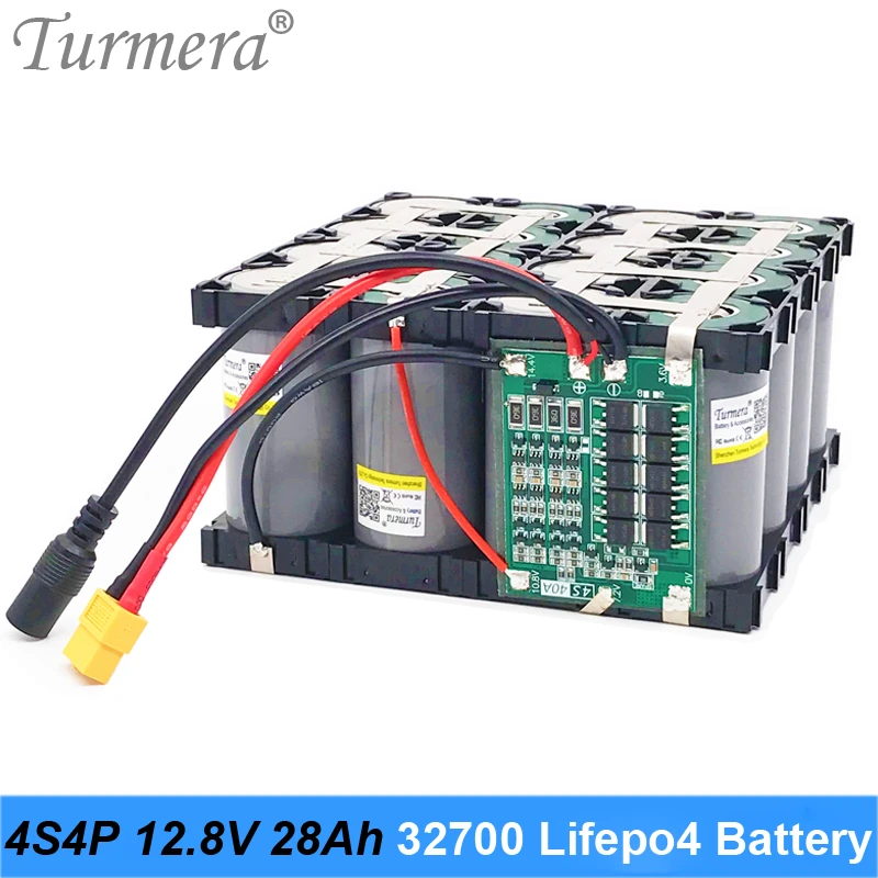 Turmera 32700 Lifepo4 Battery Pack 4s4p 12.8v 28ah With 4s 40a Balanced ...