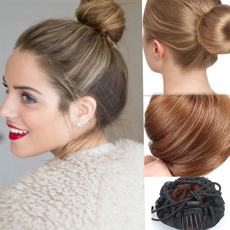Synthetic donut hair bun with elastic band (Brand - Lupu) - Hair.lk