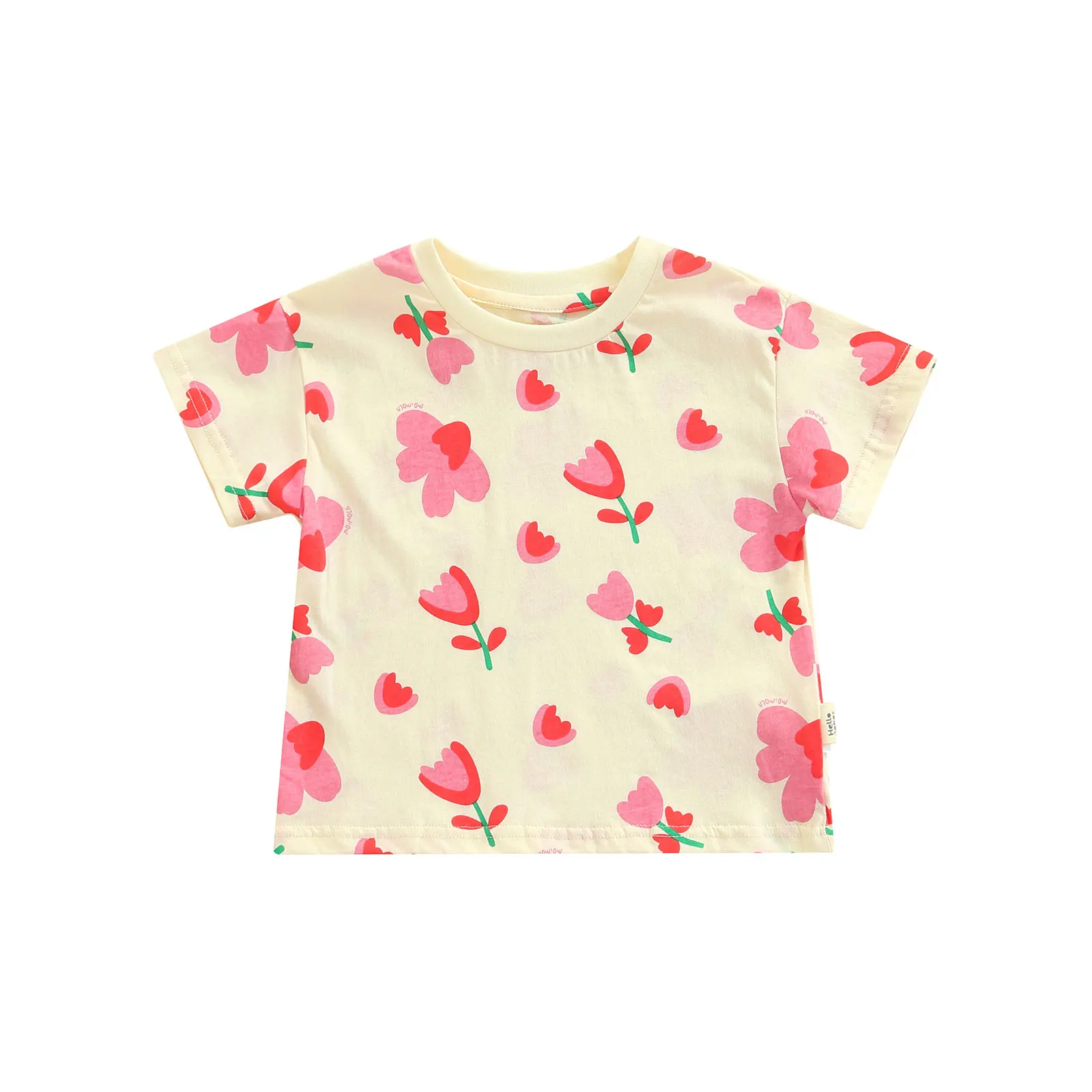Lovely Little Baby Girl Floral T shirt, Flower Printed Short Sleeve ...