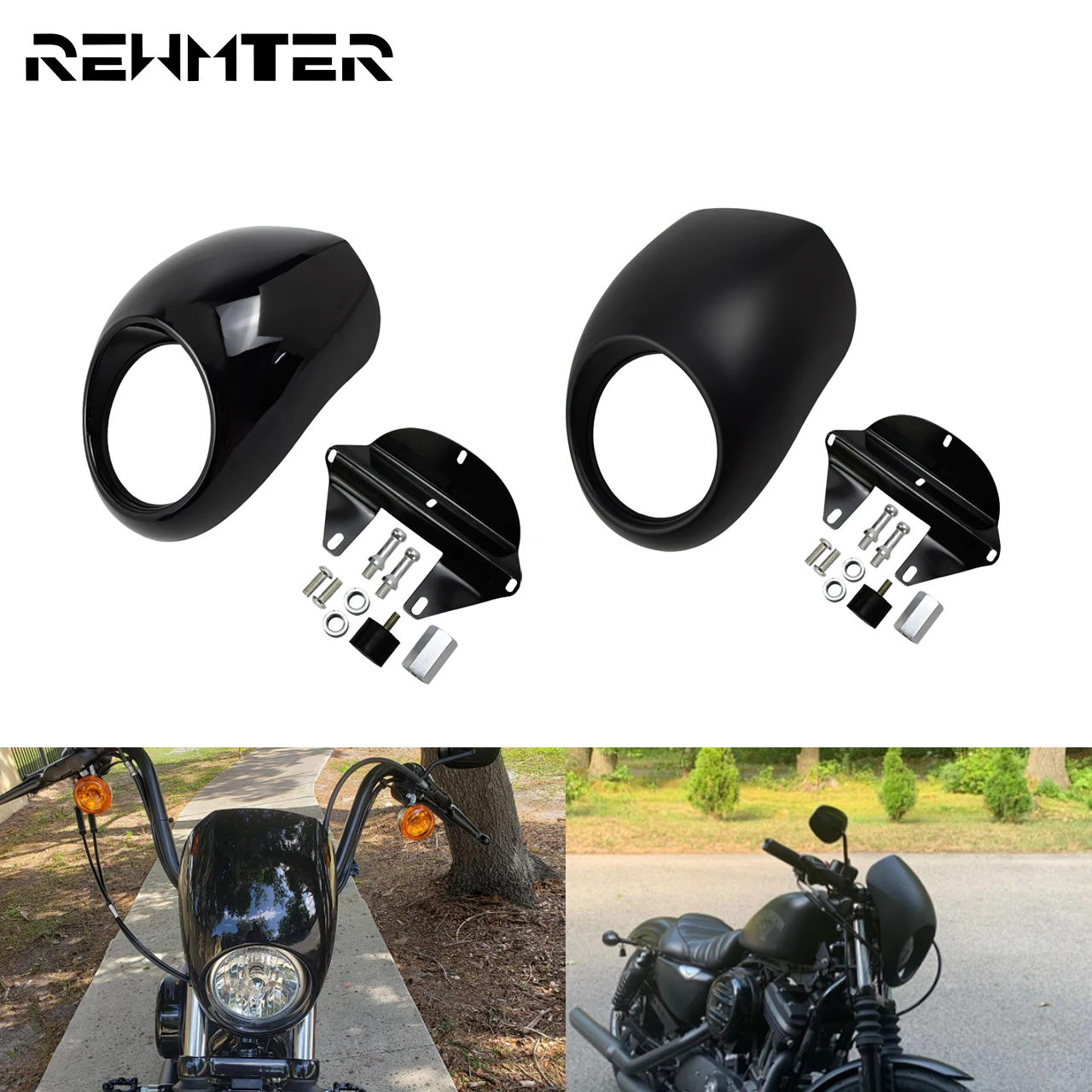 Motorcycle Headlight Mask Head Light Fairing Front Fork Mount Kits For ...