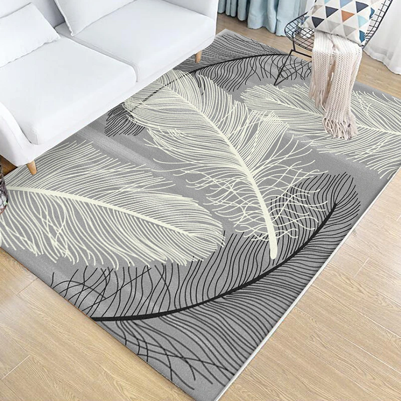 Nordic Style Plush Carpet Print Feather Rug Home Decor For Living ...