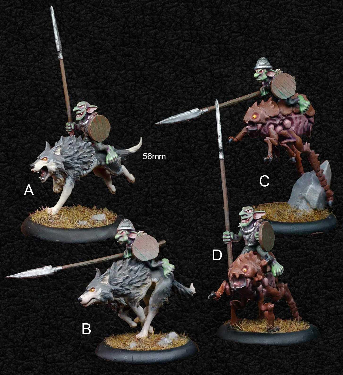 56mm-Resin-Model-Kits-Goblin-Warrior-with-Wolf-Figure-Unpainted-No ...