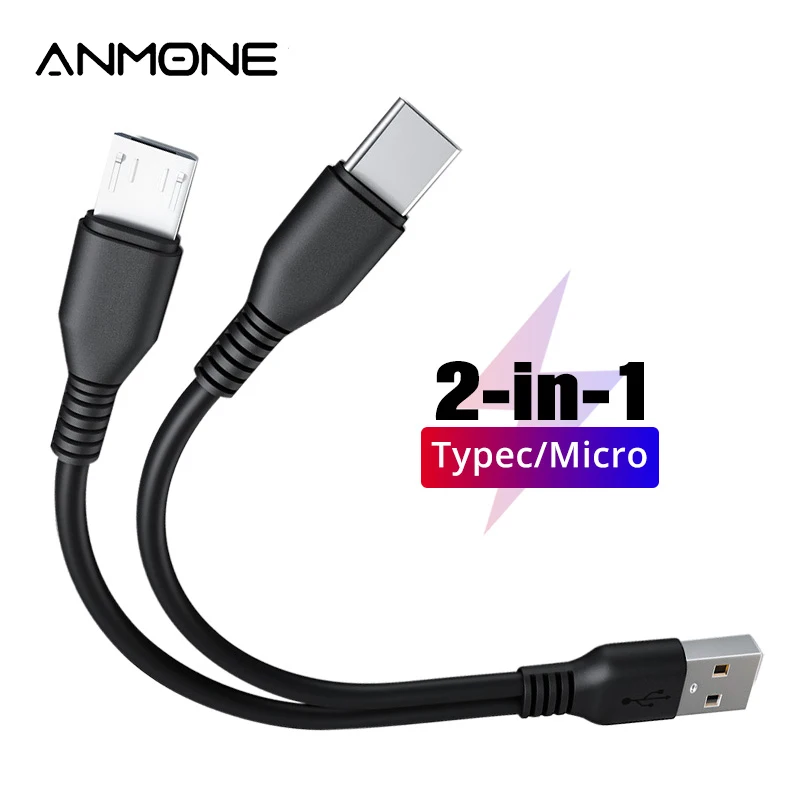 2 In 1 USB To Micro USB Type C Cable Charging For 2 Usb C Cell Phone ...