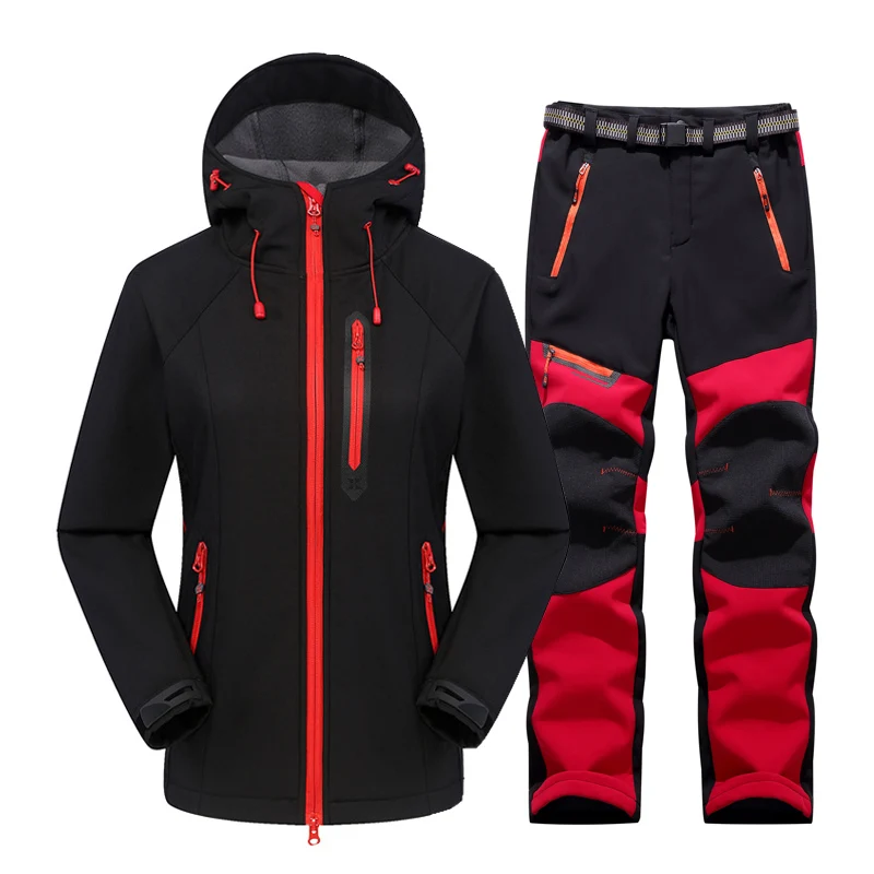 Waterproof-Softshell-Jacket-Suit-Women-Windproof-Fleece-Warm-Hiking ...
