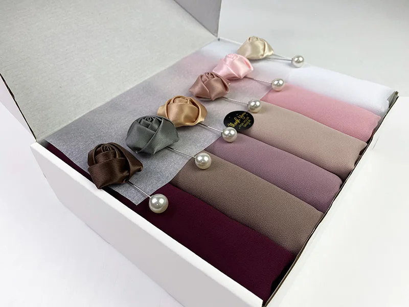 이슬람 쉬폰 히잡 스카프 여성 솔리드 컬러 목도리 헤드 랩 이슬람 히잡 헤드 스카프 사용자 정의 선물 상자 풀라 팜므 Hello