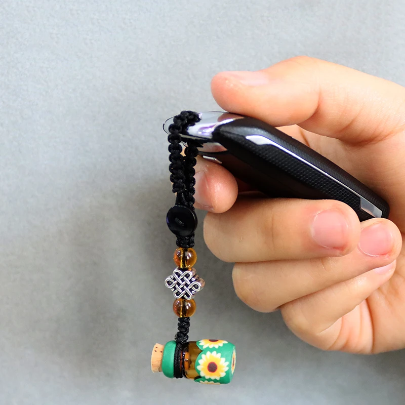 2PCS Fimo Flower Essential Oil Bottle key Chain Perfume Bottle Keyrings ...