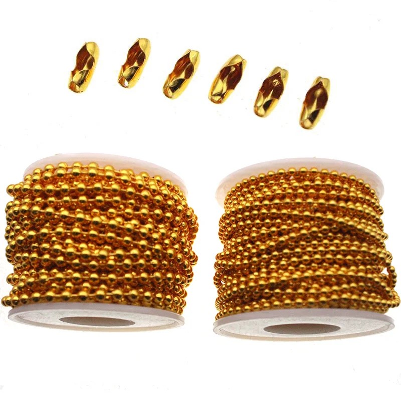 3m/lot 2.4mm 3.2mm Stainless Steel Gold Ball Bead Chains Bulk ...