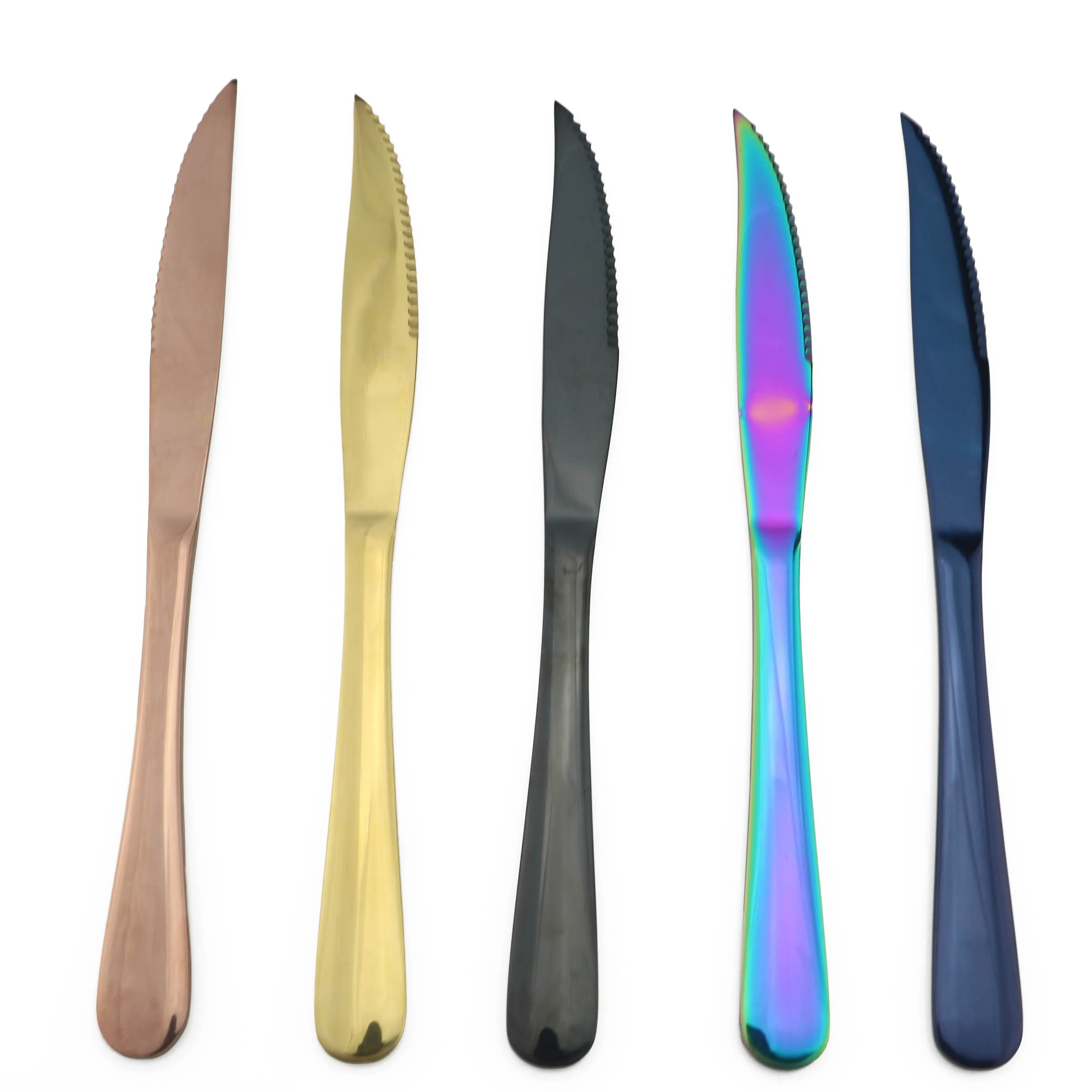 Multi-color Stainless Steel Rainbow Sharp Steak Knife Flatware Table ...